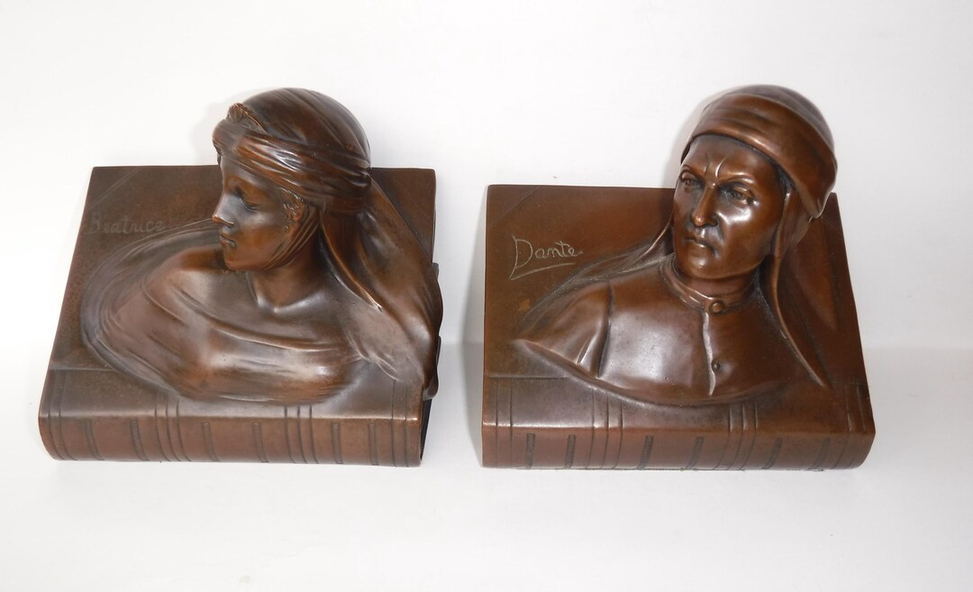 Vintage Jennings Brothers Bronze Dante and Beatrice Bookends - Etsy