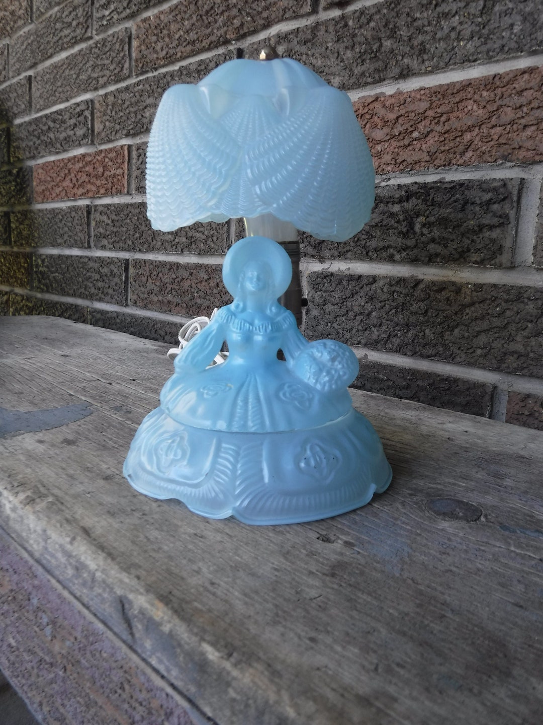 Art Deco Lady Boudoir Lamp Blue With Lady Trinket Dish - Etsy