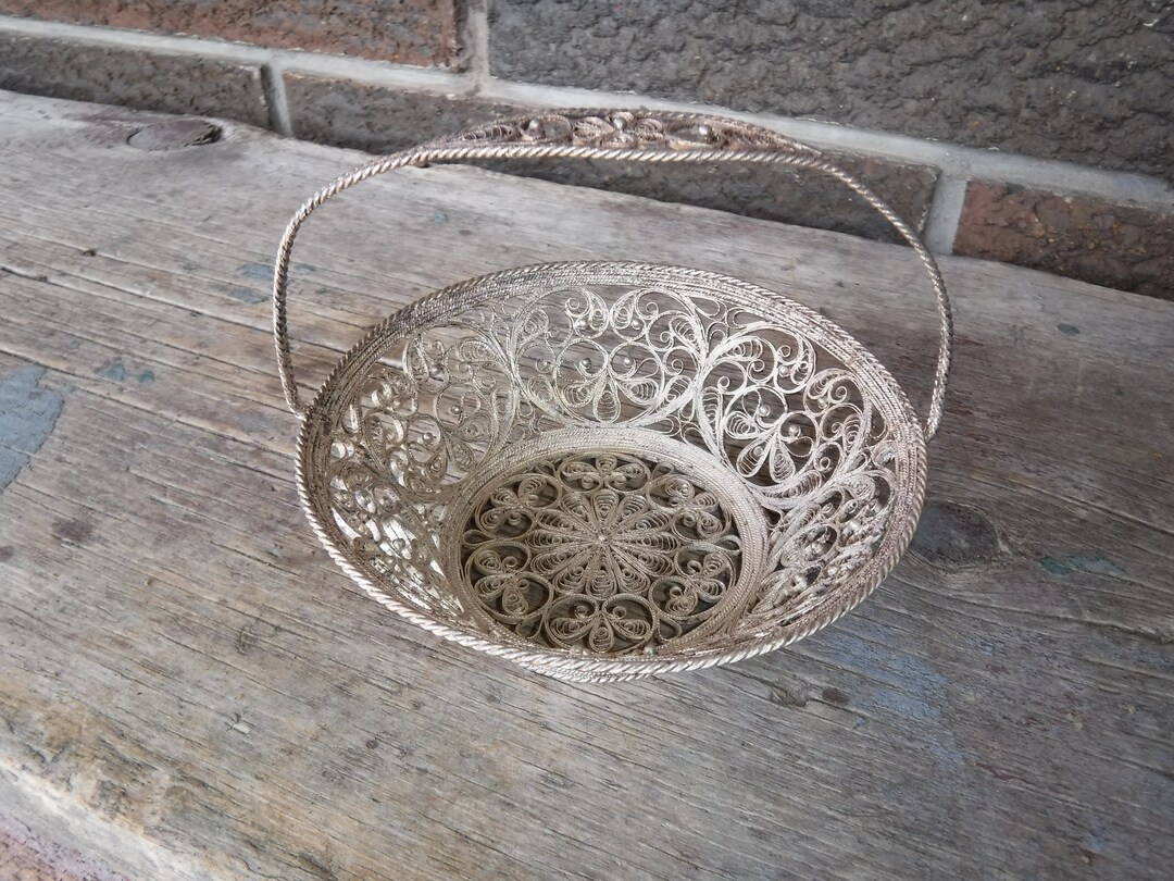 Vintage Russian Soviet Filigree Handled Basket - Etsy