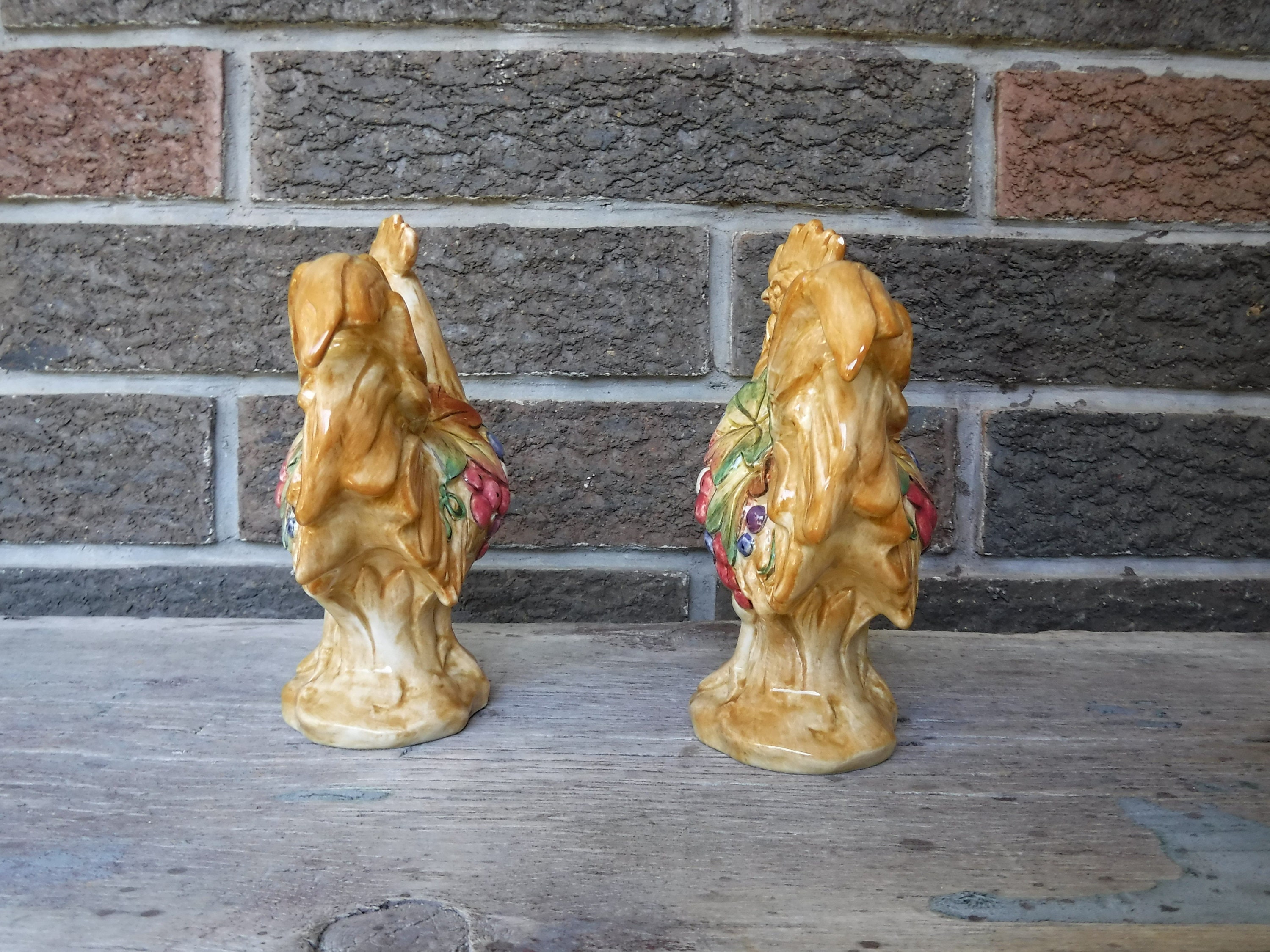 Vintage Pair of Fitz & Floyd Tuscan Villa Rooster Figurine Salt and ...