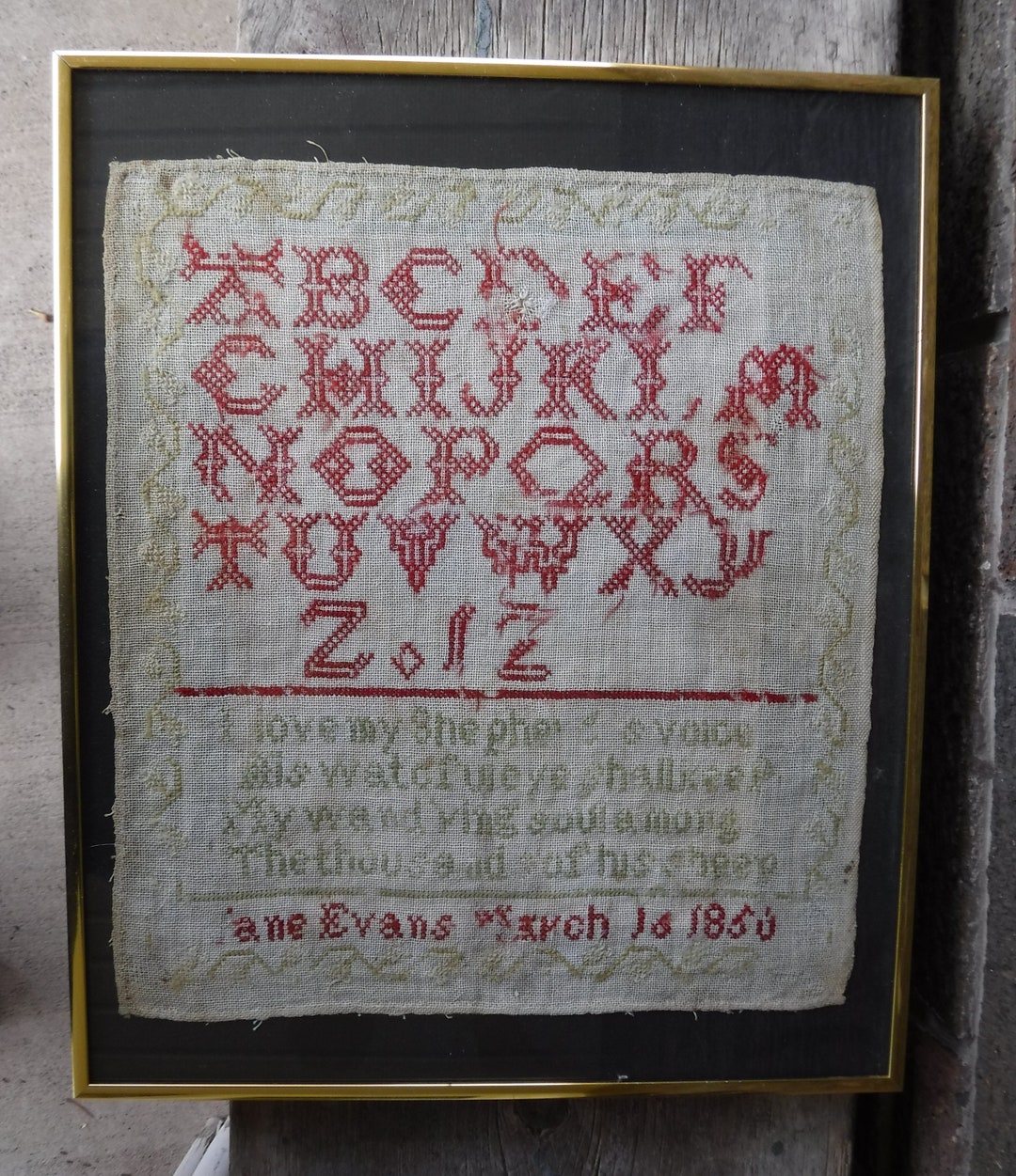 Antique Cross Stitch Alphabet Sampler Signed and Dated - Etsy