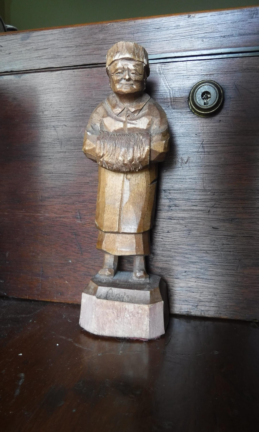 Vintage Wood Hand Carved Folk Art Signed " Caron" Quebec Canada Old Man ...