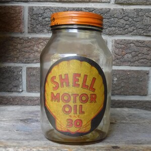 Old Shell Motor Oil Glass Jar / Bottle S.A.E. 30 - Etsy