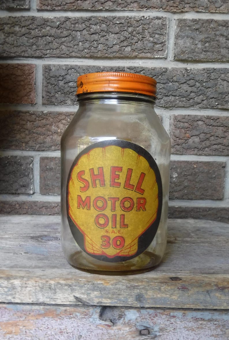 Old Shell Motor Oil Glass Jar / Bottle S.A.E. 30 - Etsy