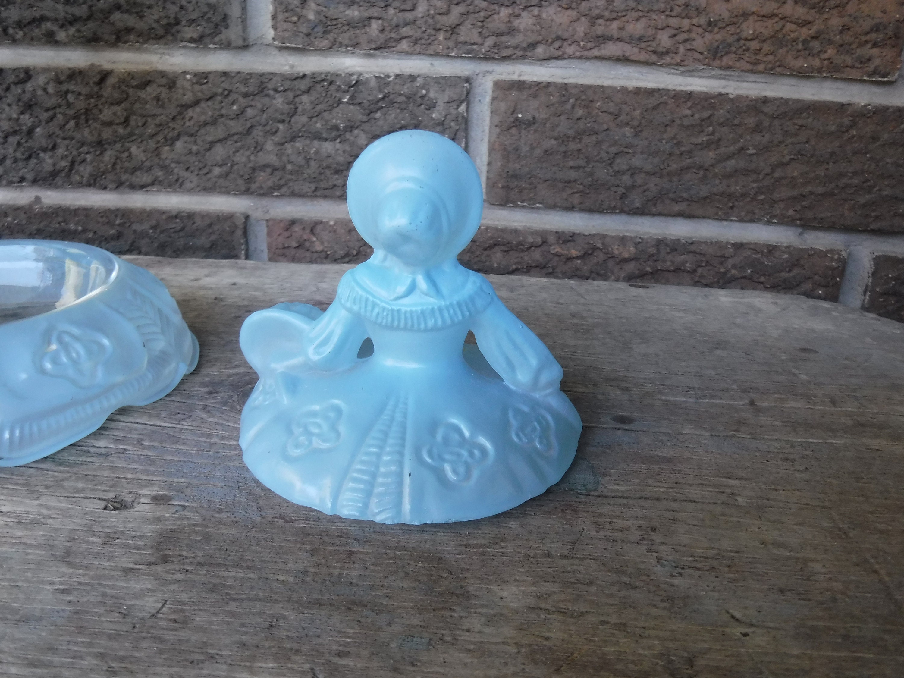 Art Deco Lady Boudoir Lamp Blue With Lady Trinket Dish - Etsy