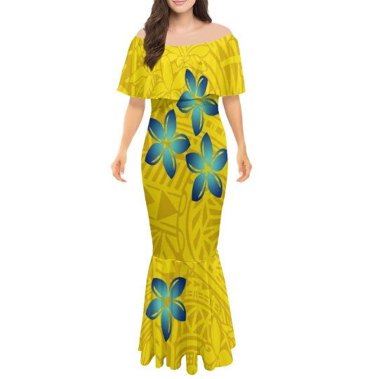 Polynesian Mermaid Dress, Hawaiian Mermaid Dress, off Shoulder Loose ...