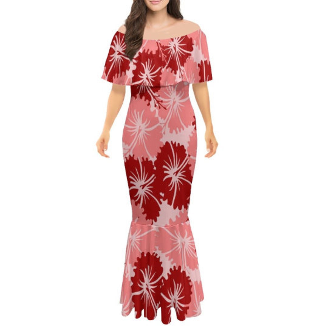 Polynesian Mermaid Dress Hawaiian Mermaid Dress off Shoulder - Etsy