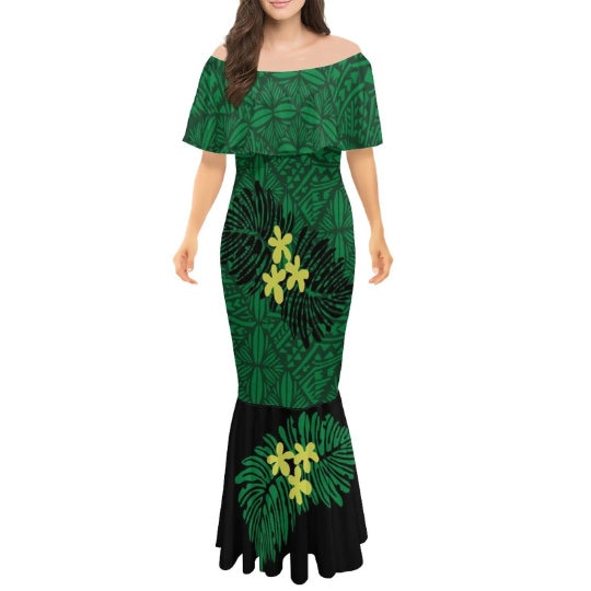 Polynesian Mermaid Dress, Hawaiian Mermaid Dress, off Shoulder Loose ...