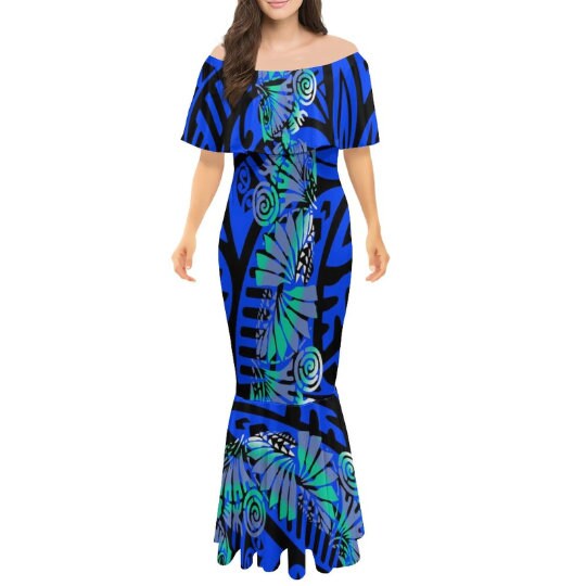 Polynesian Mermaid Dress, Hawaiian Mermaid Dress, off Shoulder Loose ...