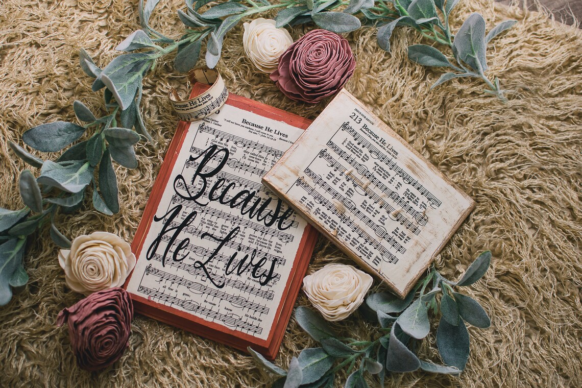 Because He Lives Sign Wall Decor Christian Signs Hymn | Etsy