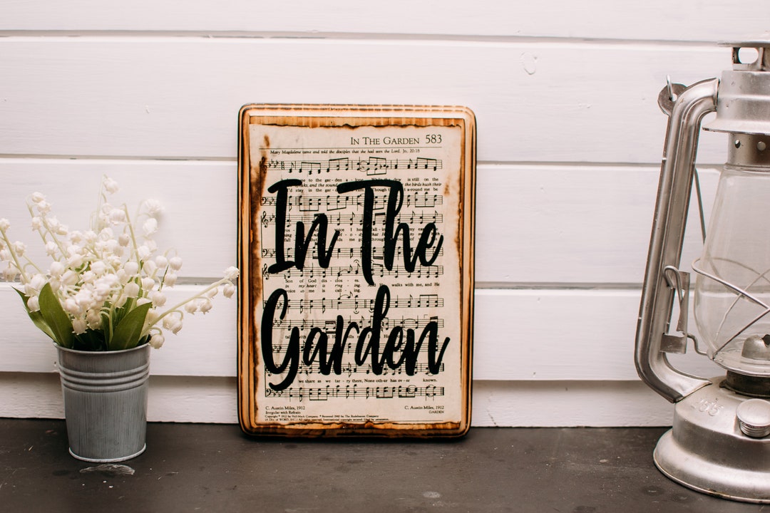 In the Garden Sign, Wall Decor, Christian Signs, Hymn, Sheet Music ...