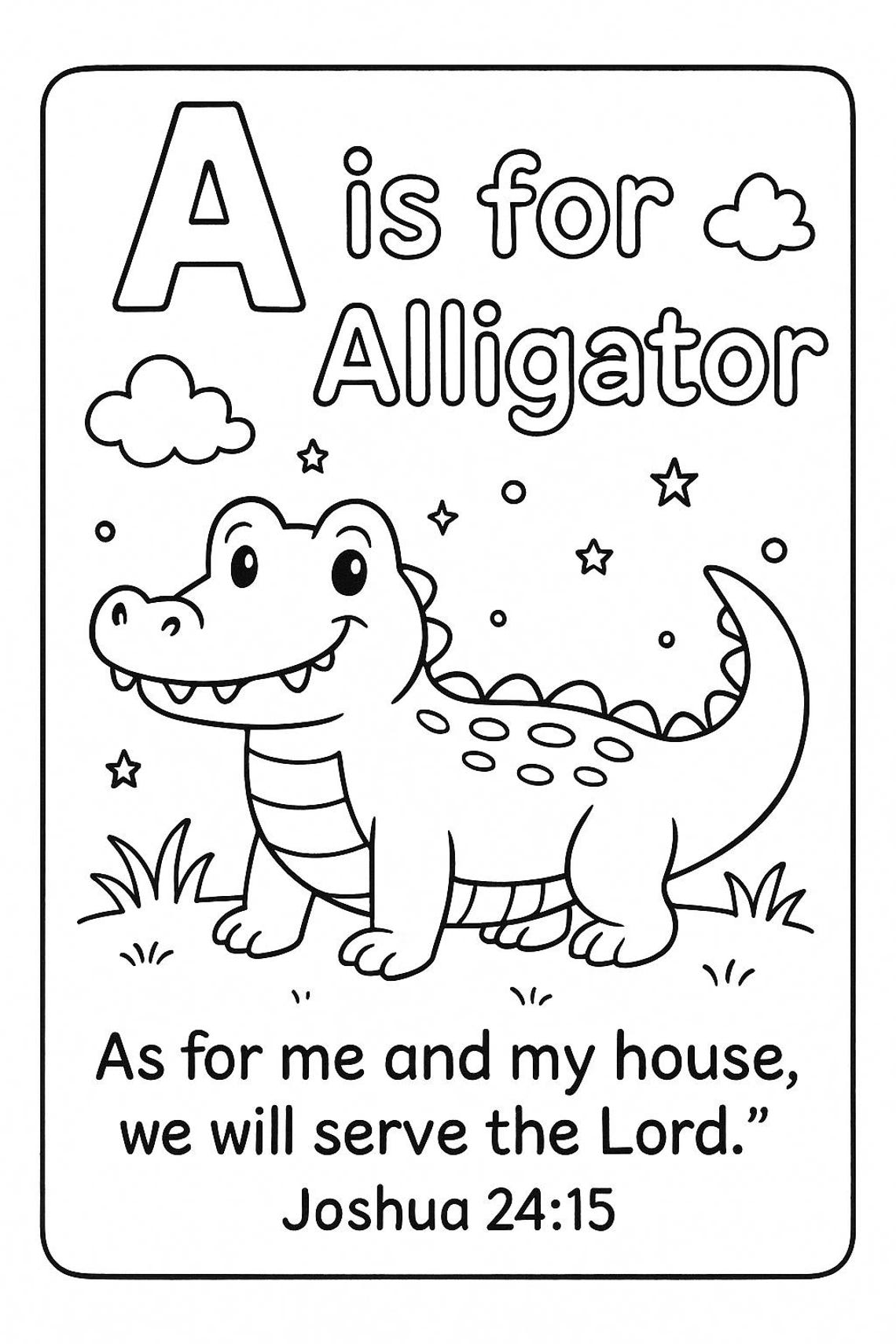 A is for Alligator Bible Verse Coloring Page - Etsy