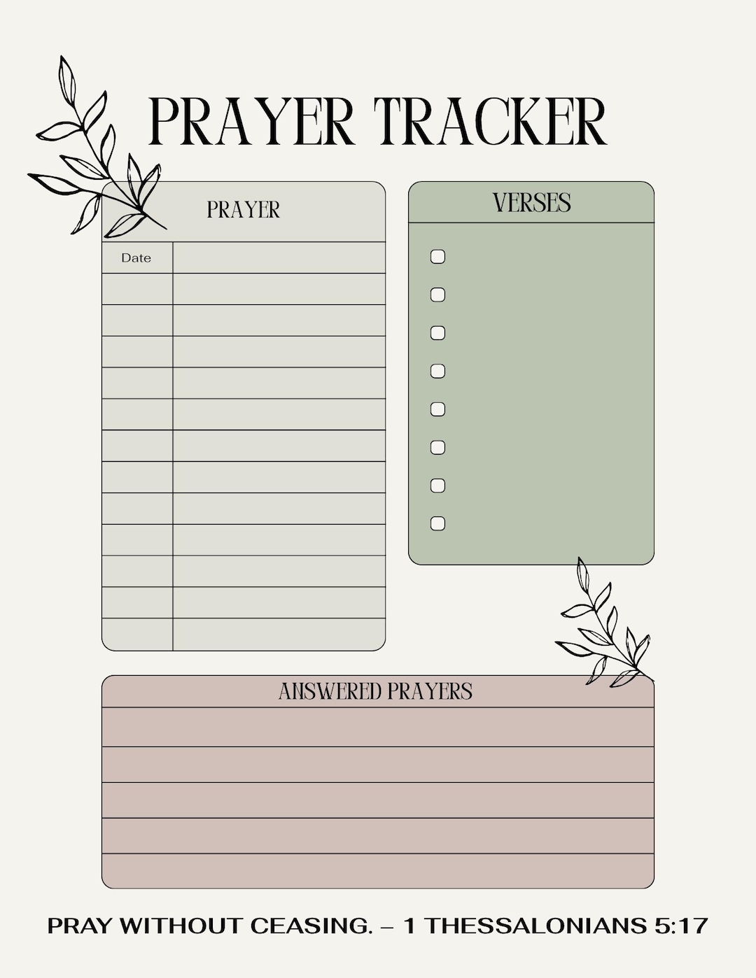 Printable Prayer Tracker | Christian Journal Pages | Answered Prayers ...