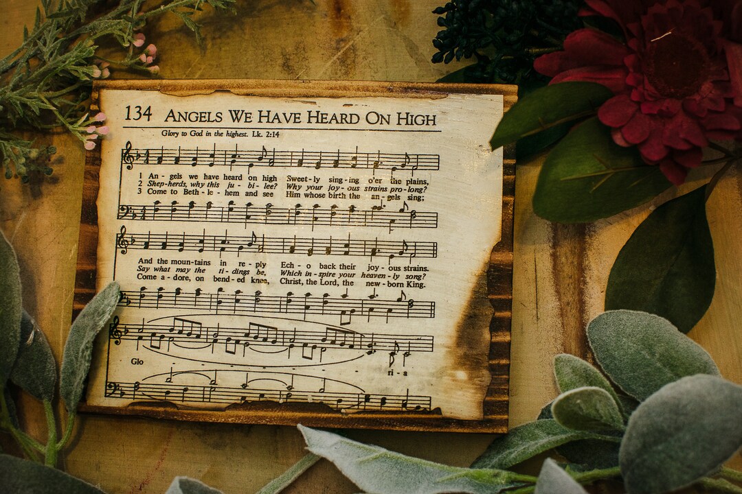 Angels We Have Heard on High, Wall Decor, Christian Signs, Hymn, Sheet ...