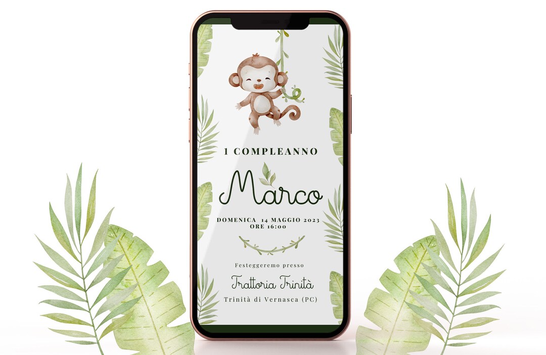 Jungle Monkey Birthday Digital Invitation SENDING FROM 21/08 - Etsy