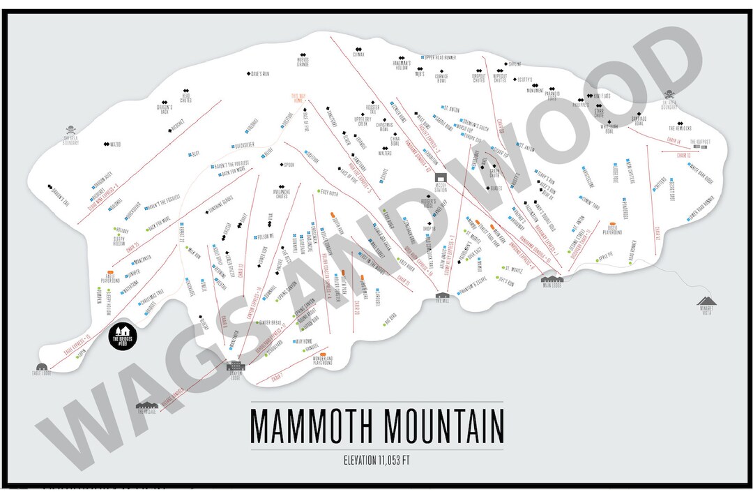Mammoth Mountain Modern Map Custom HUGE on Metal - Etsy