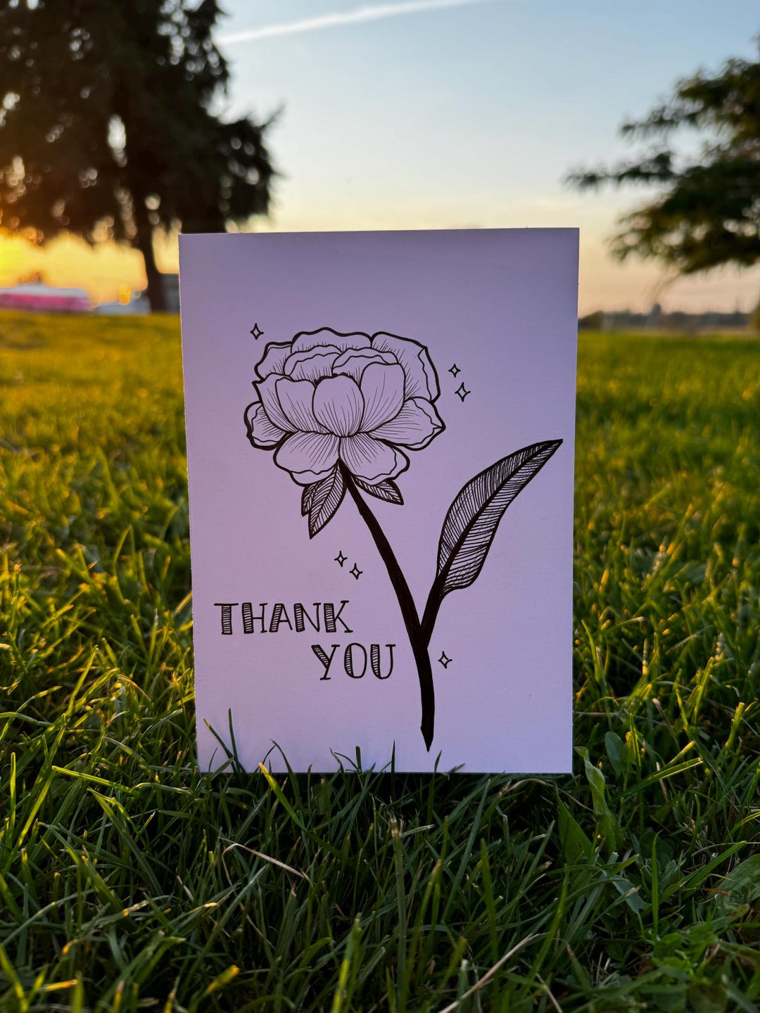 Hand Drawn Thank You Card - Etsy