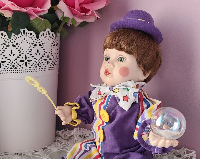 Bubbles, the Littlest Clown Porcelain Doll, Edwin M. Knowles Doll ...