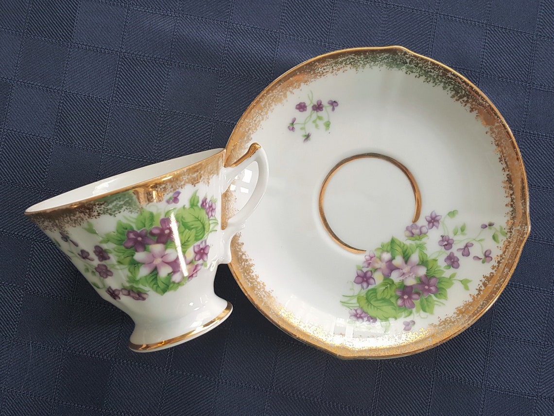 Castle Japan Hand Painted Tea Cup Violets Lacy Gold Trim - Etsy