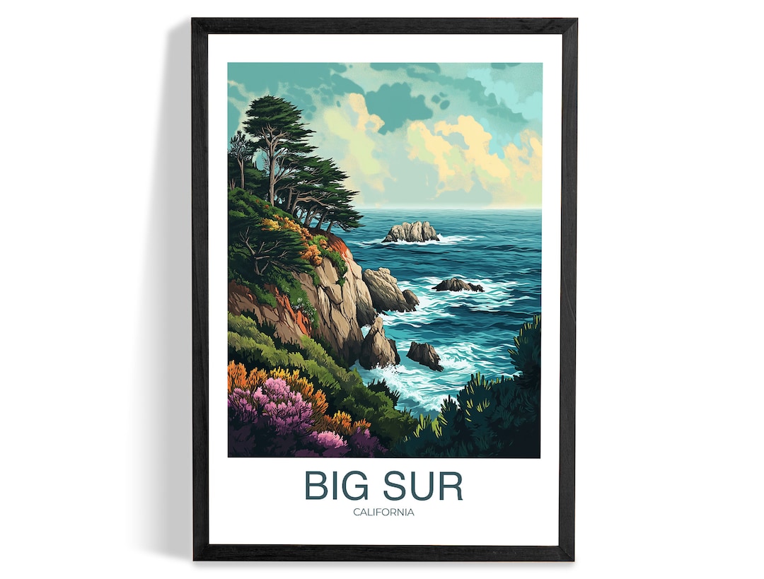 Big Sur Art Print, Vibrant California Landscape, Colorful Big Sur Wall ...