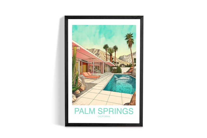 Palm Springs Print, Palm Springs California Travel Print, Wall Art, Art ...