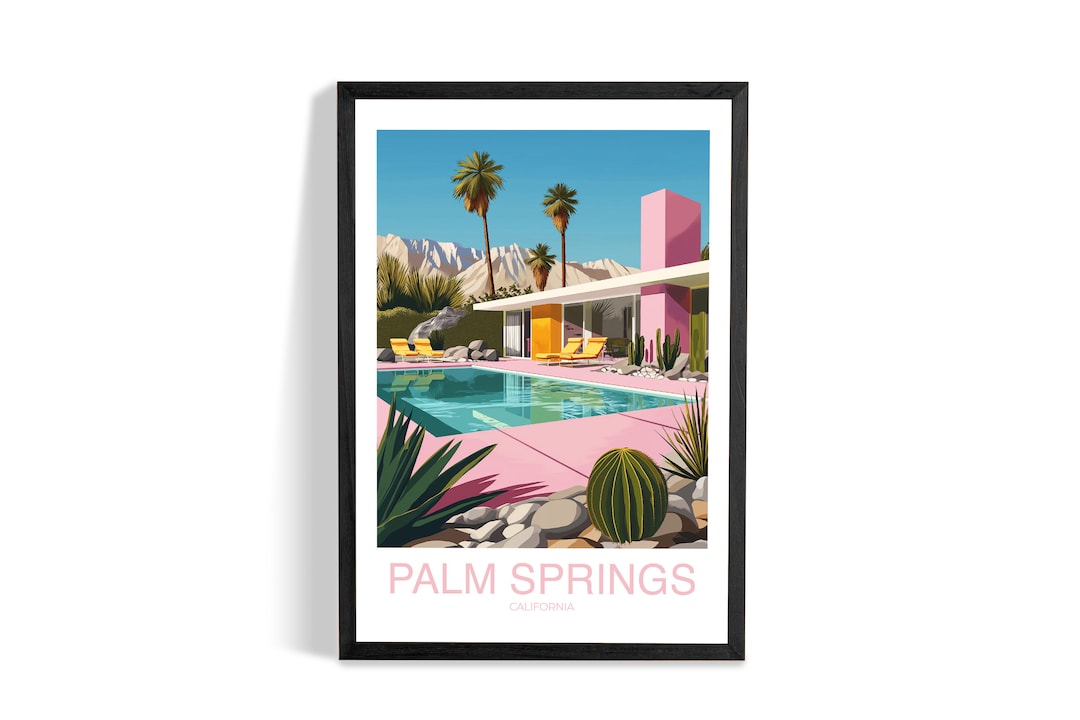Palm Springs Print Retro, Palm Springs California Travel Poster, Wall ...
