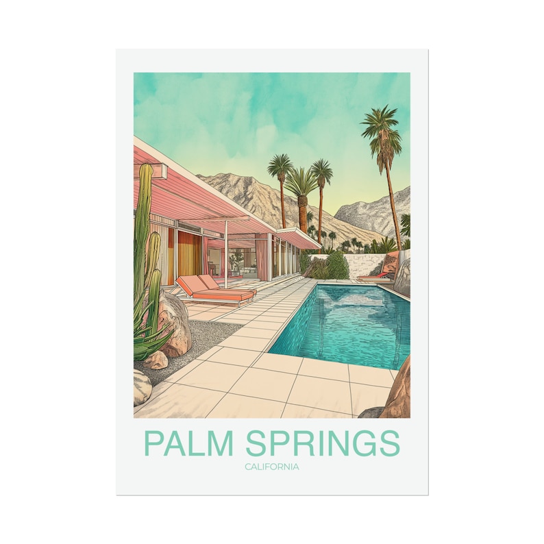 Palm Springs Print, Palm Springs California Travel Print, Wall Art, Art ...