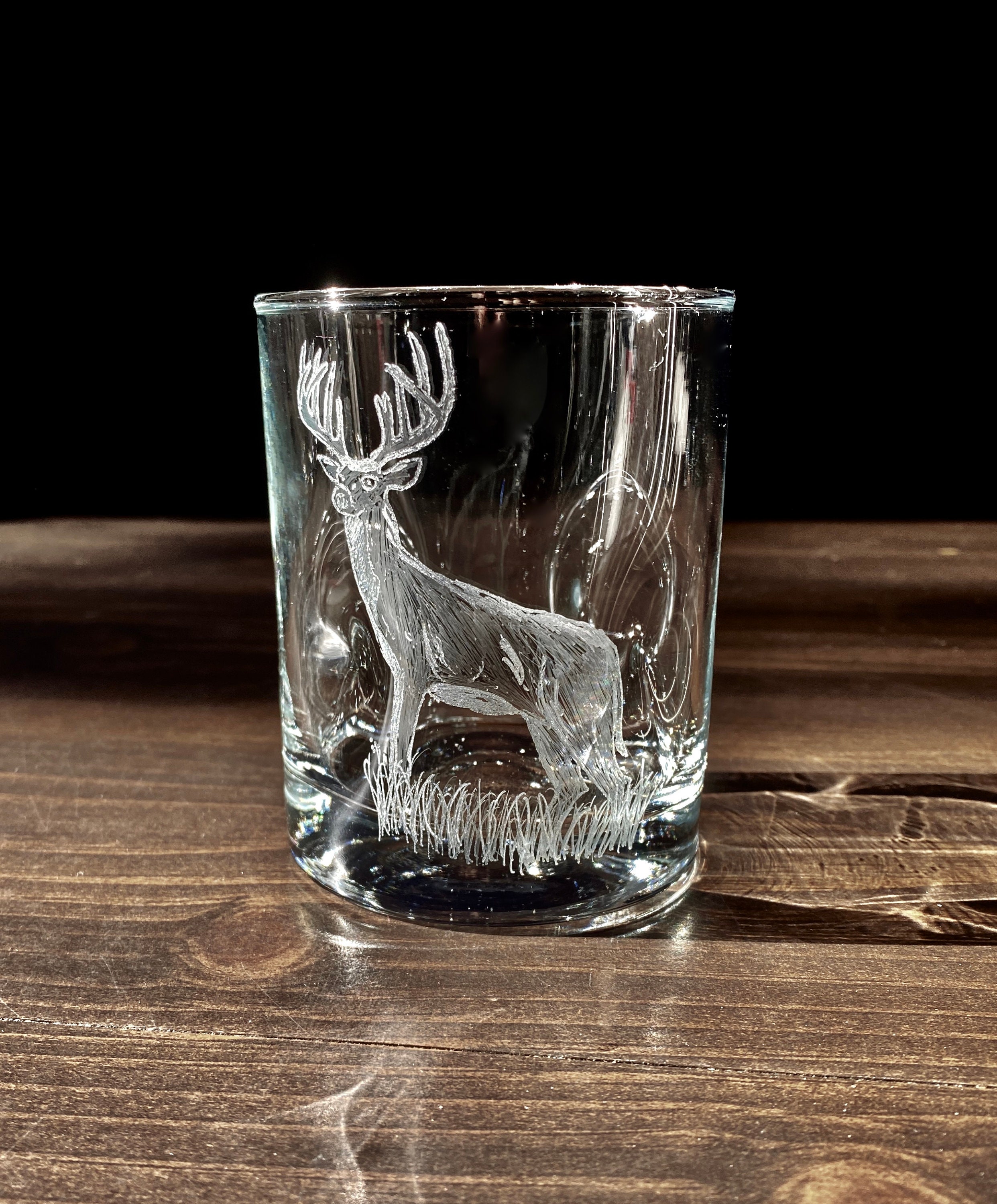 Hand Engraved Deer Indented Double Old Fashioned Glass, 12.5oz - Etsy