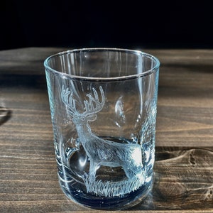Hand Engraved Deer Indented Double Old Fashioned Glass, 12.5oz - Etsy