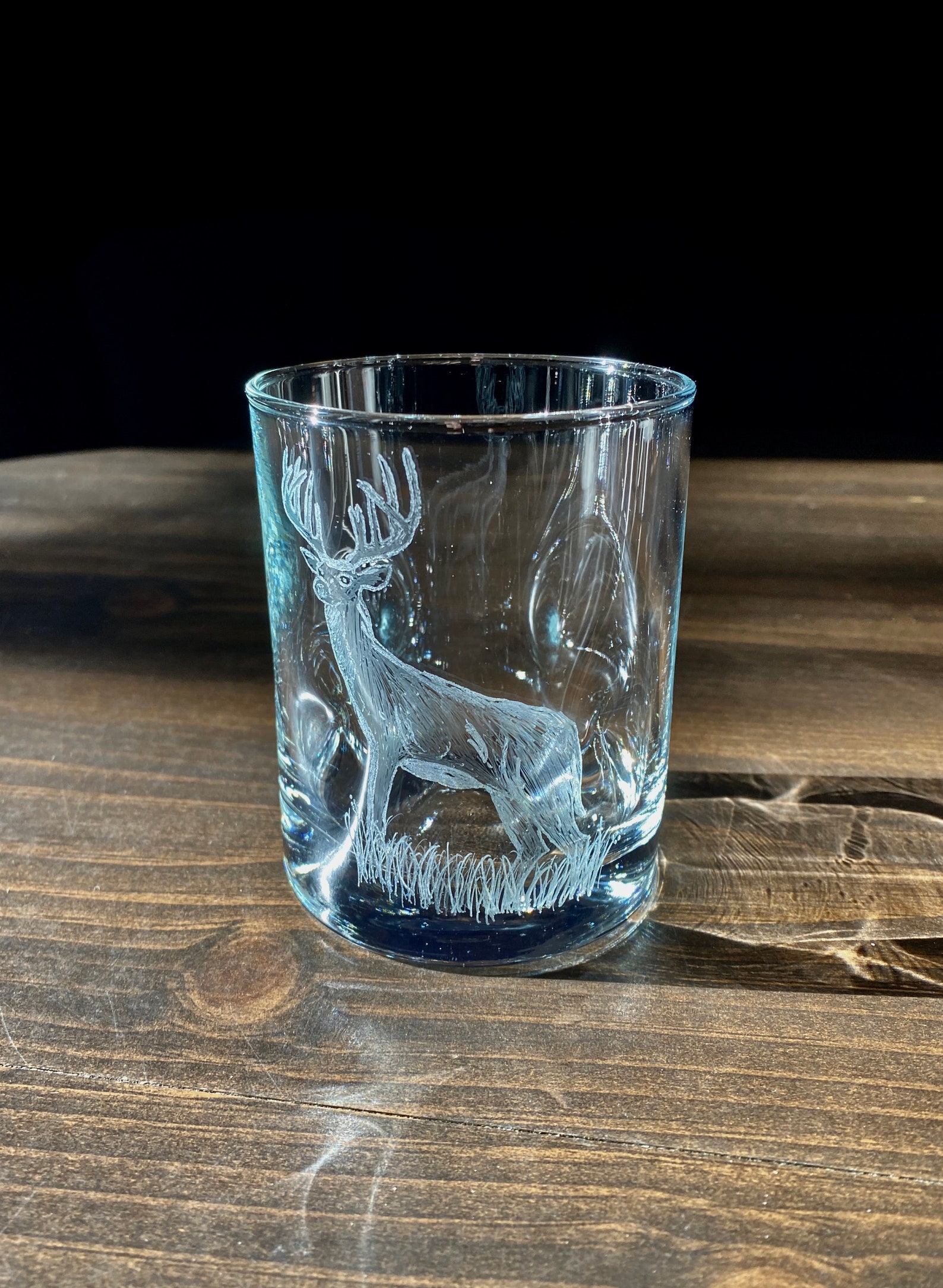 Hand Engraved Deer Indented Double Old Fashioned Glass, 12.5oz - Etsy