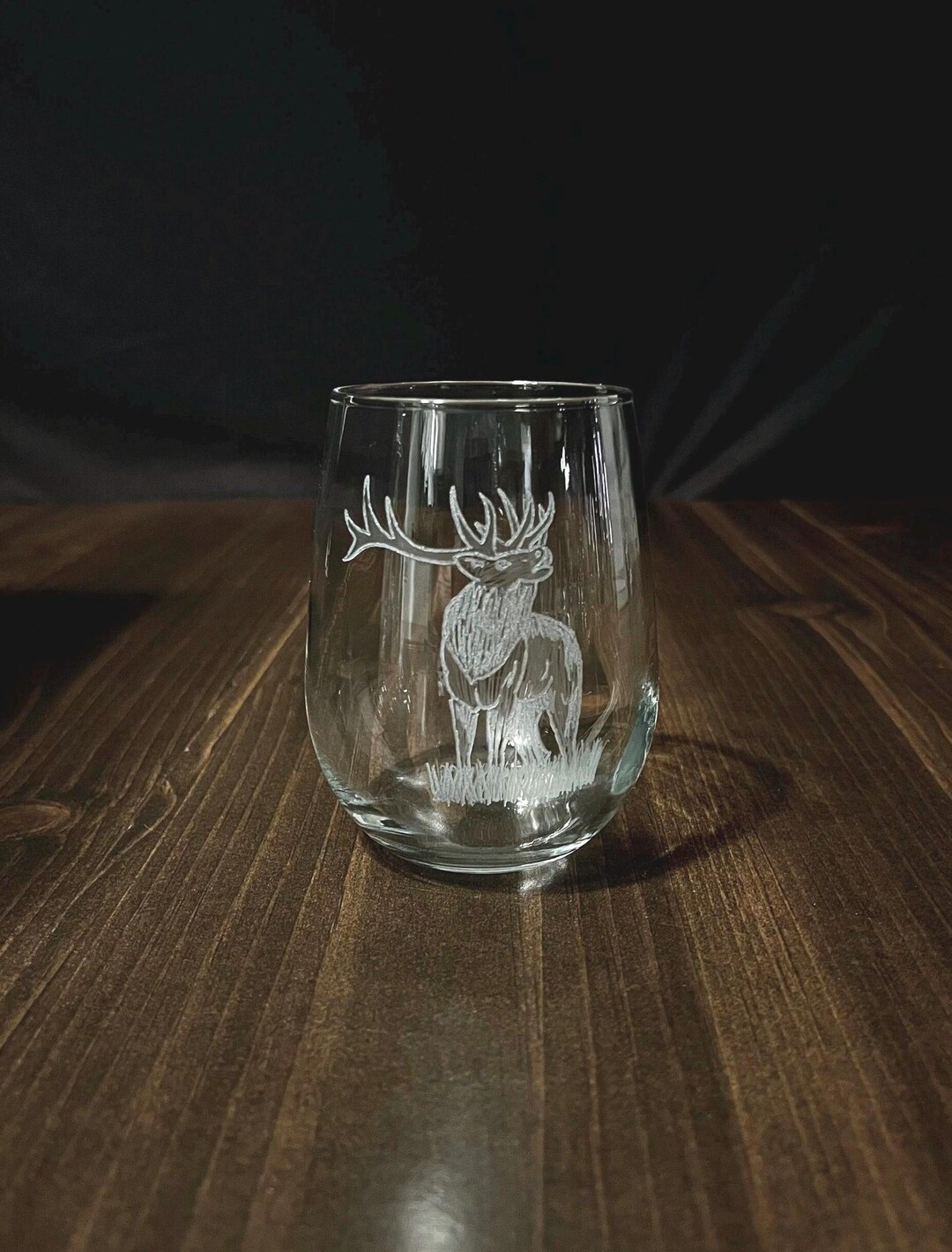 Hand Engraved Elk Stemless 17oz Wine Glass. Free Shipping & Handling - Etsy