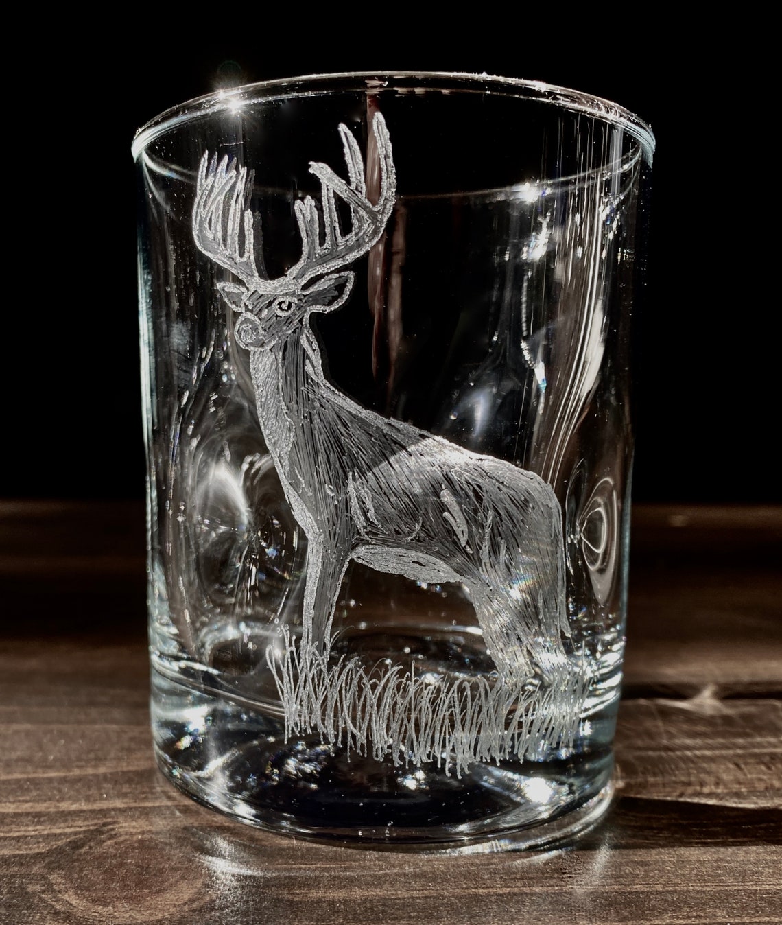 Hand Engraved Deer Indented Double Old Fashioned Glass, 12.5oz - Etsy