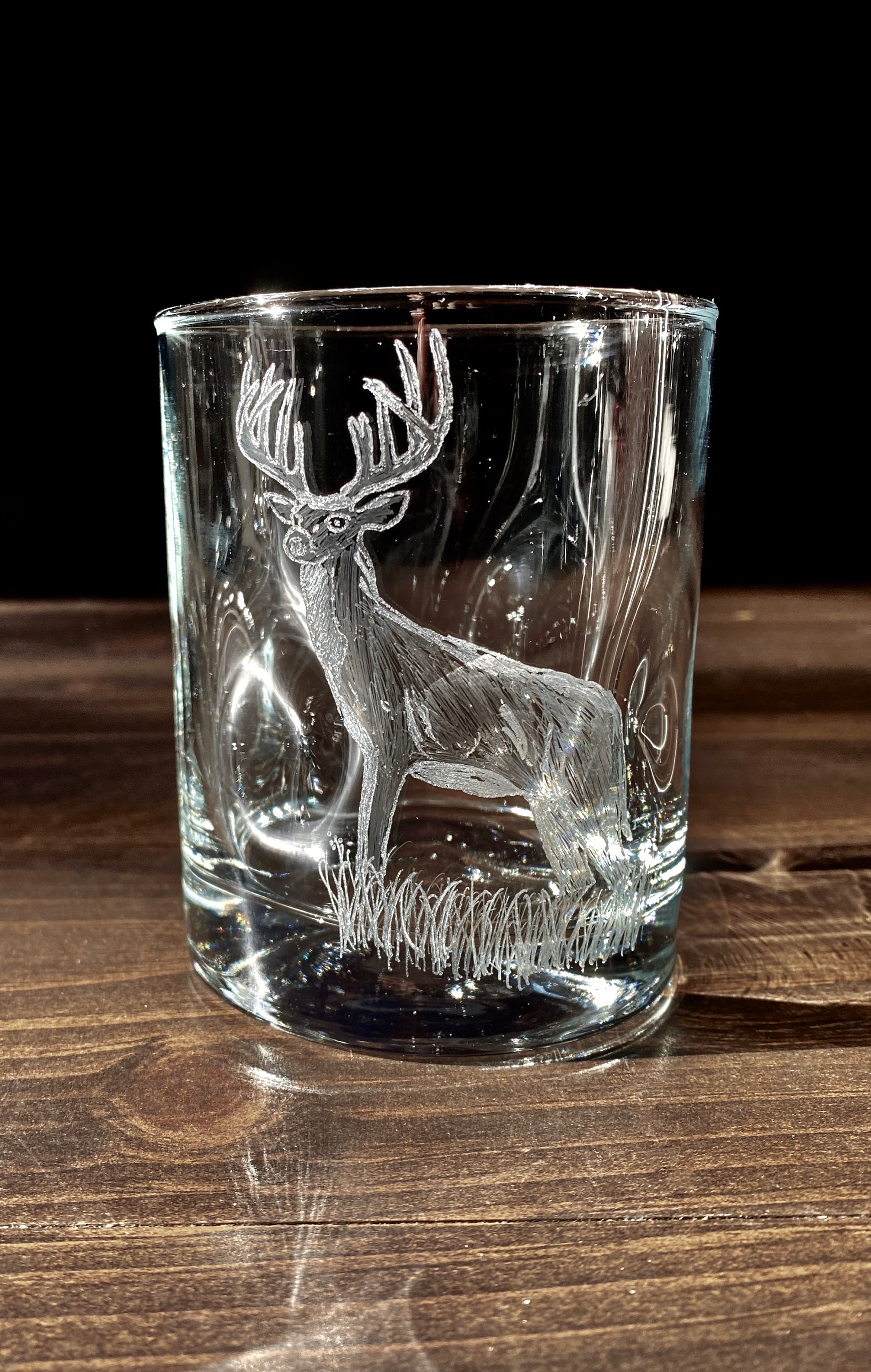 Hand Engraved Deer Indented Double Old Fashioned Glass, 12.5oz - Etsy