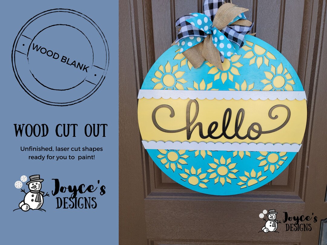 Doorhanger Hello Sunflower Welcome Sign All Season Decor Etsy