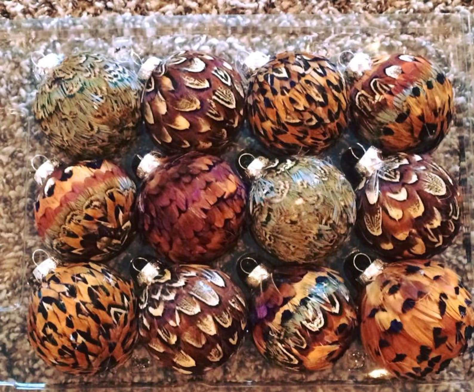 Pheasant feather Christmas tree ornaments | Etsy