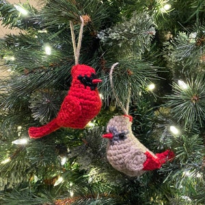 Crochet Male + Female Cardinal Ornament Bundle | Crochet Amigurumi ...