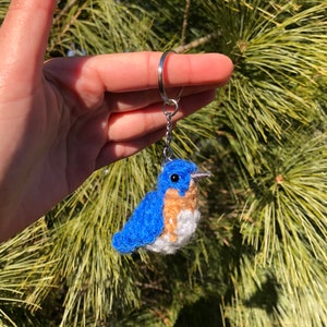 Tiny Birdies Crochet Bluebird Keychain | Crochet Bird Keychain | Bird ...