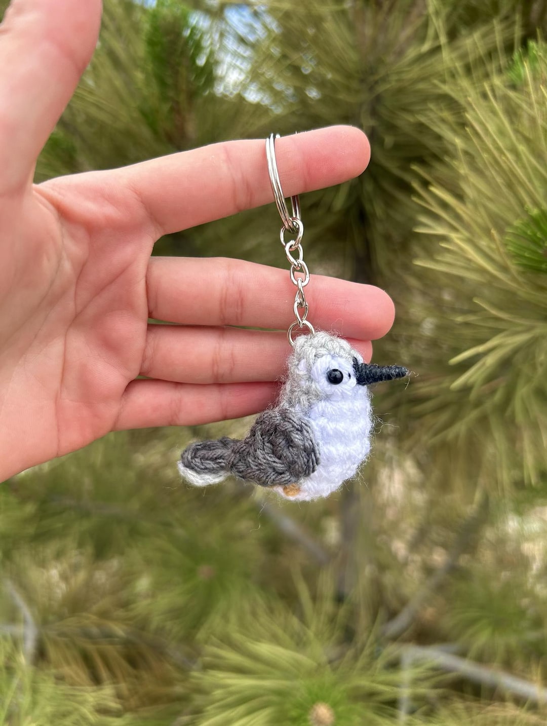 Tiny Birdies Crochet Tufted Titmouse Keychain | Crochet Bird Keychain ...