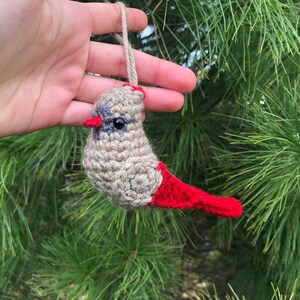 Crochet Female Cardinal Ornament | Crochet Amigurumi | Christmas ...