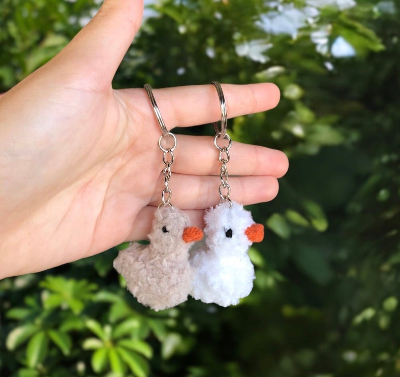 Crochet Baby Fuzzy Geese Keychains | Crochet Baby Goose Keychain | Baby ...