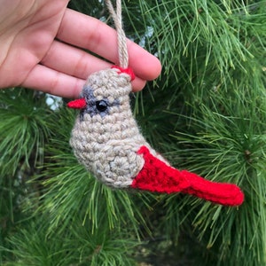 Crochet Female Cardinal Ornament | Crochet Amigurumi | Christmas ...