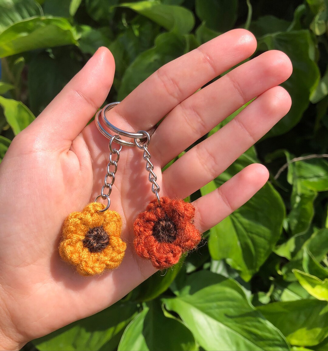 Flower Power Crochet Keychain | Handmade Accessory | Crochet Sunflower ...