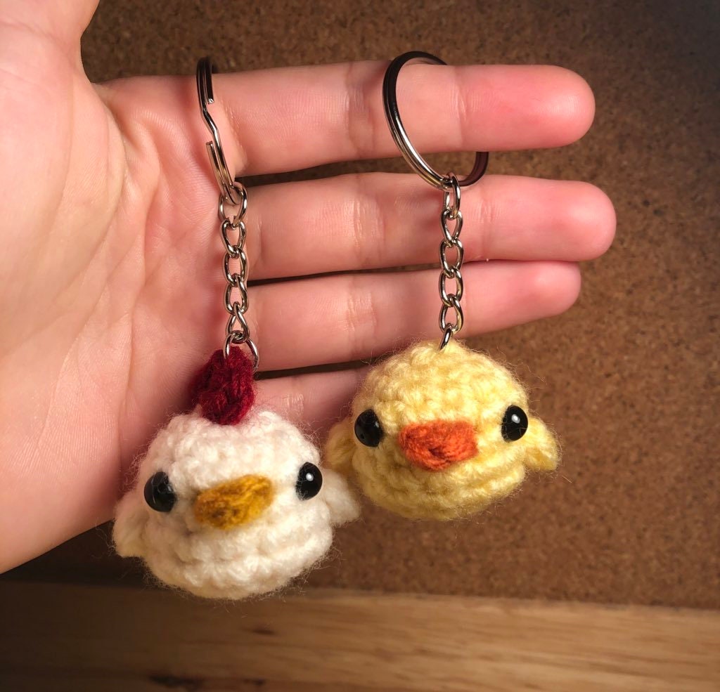 Cute Little Crochet Chick & Hen Keychain Yellow Chick/duck | Etsy