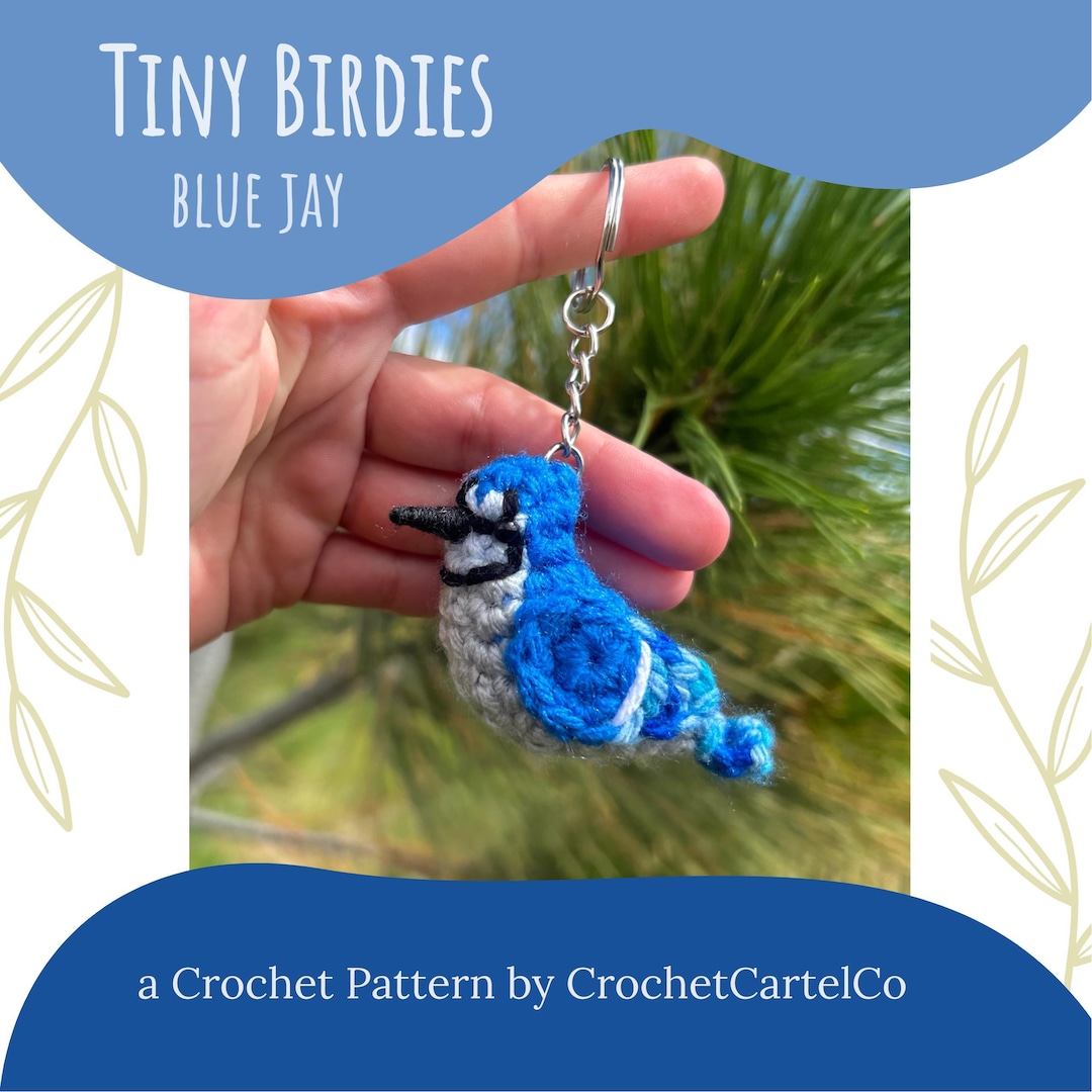 Tiny Birdies Crochet Blue Jay Written Crochet Pattern Garden Birds
