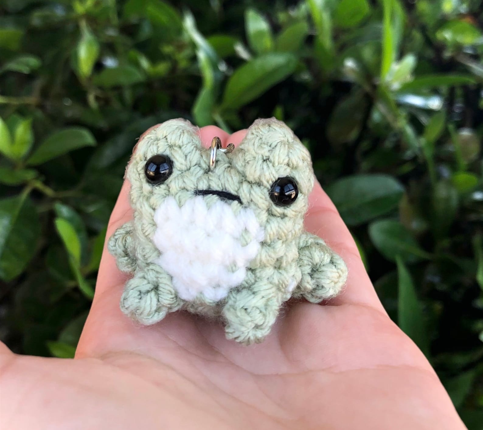 Cute Little Crochet Frog Keychain | Green Frog Plush Amigurumi ...