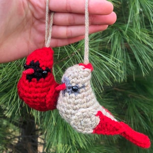 Crochet Male + Female Cardinal Ornament Bundle | Crochet Amigurumi ...
