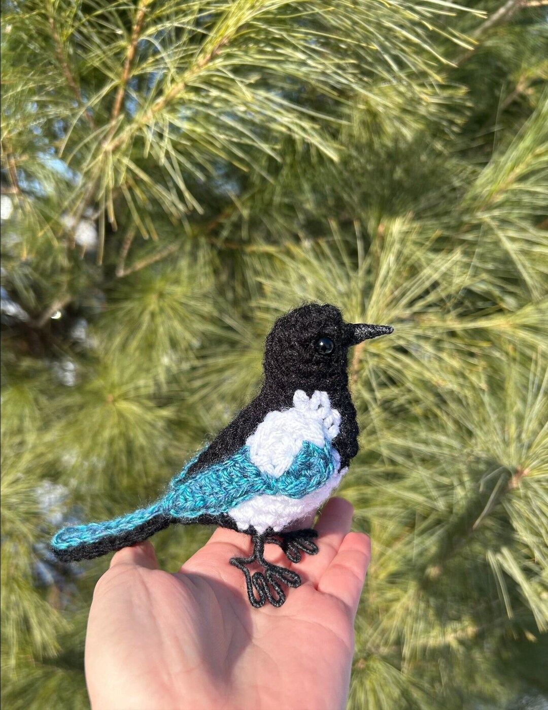 Crochet Little Eurasian Magpie | Crochet Amigurumi | Black-billed ...