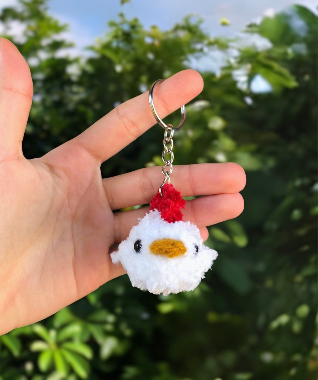 Fuzzy Little Crochet Hen Keychain | White Hen Plush Amigurumi | Crochet ...