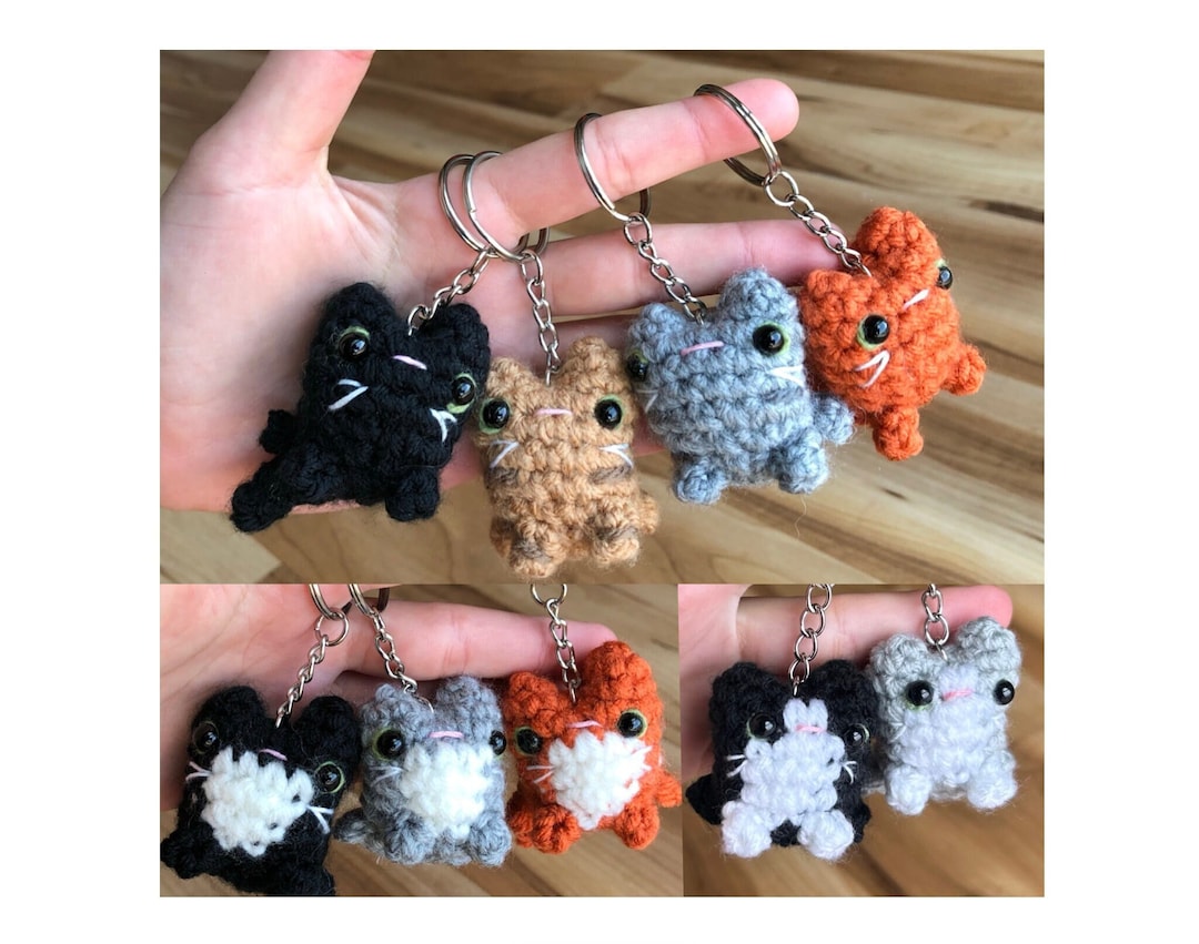 Crochet Cat Keychain | Crochet Kitty Amigurumi | Kitten Plush Toy ...