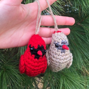 Crochet Male + Female Cardinal Ornament Bundle | Crochet Amigurumi ...
